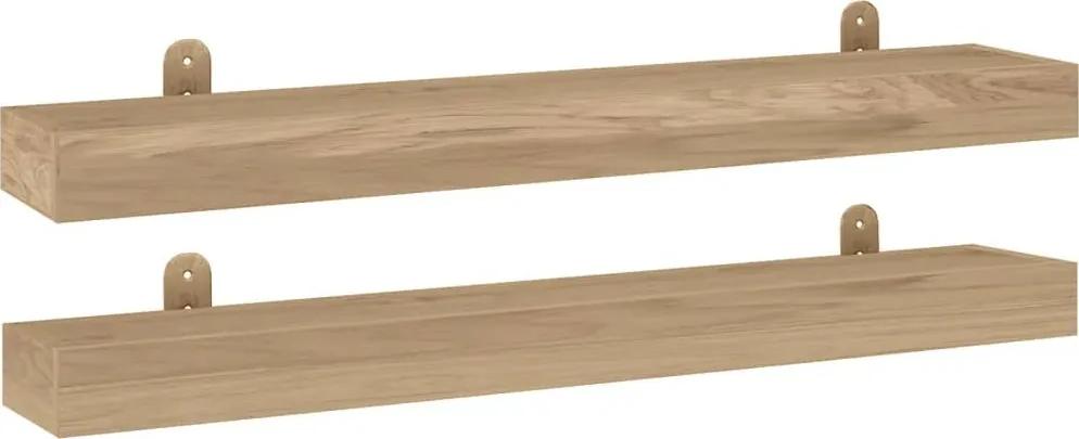 vidaXL Nástěnné police 2 ks 90 x 15 x 4 cm masivní teakové dřevo [340756]