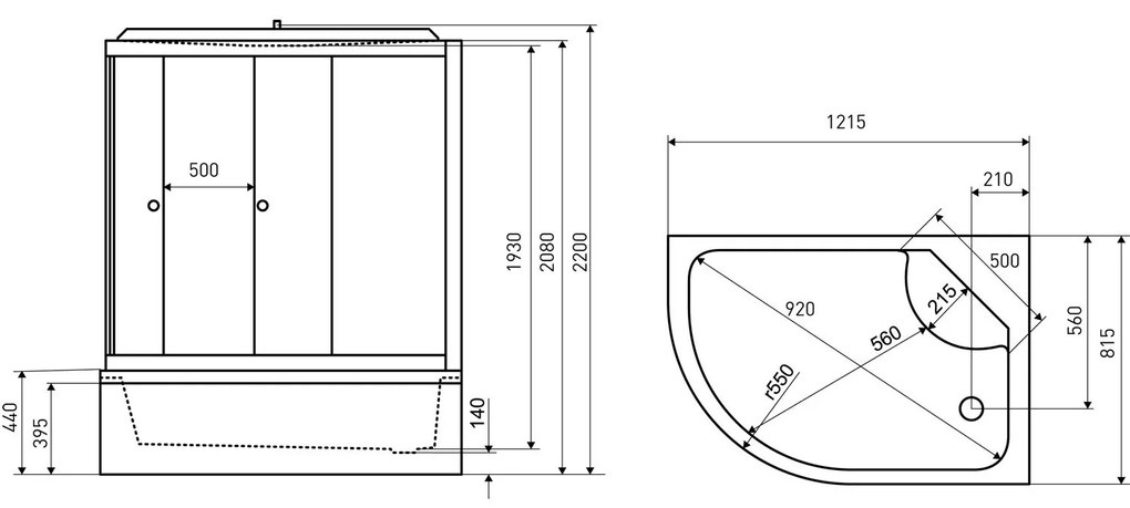 Aplomo Kony 122x82x220 L/P masážní sprchový box Orientace Levá