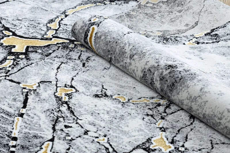Dywany Łuszczów, Kusový koberec Gloss 528A 58 3D mramor ivory/black, 80x150, šedá, kancelář