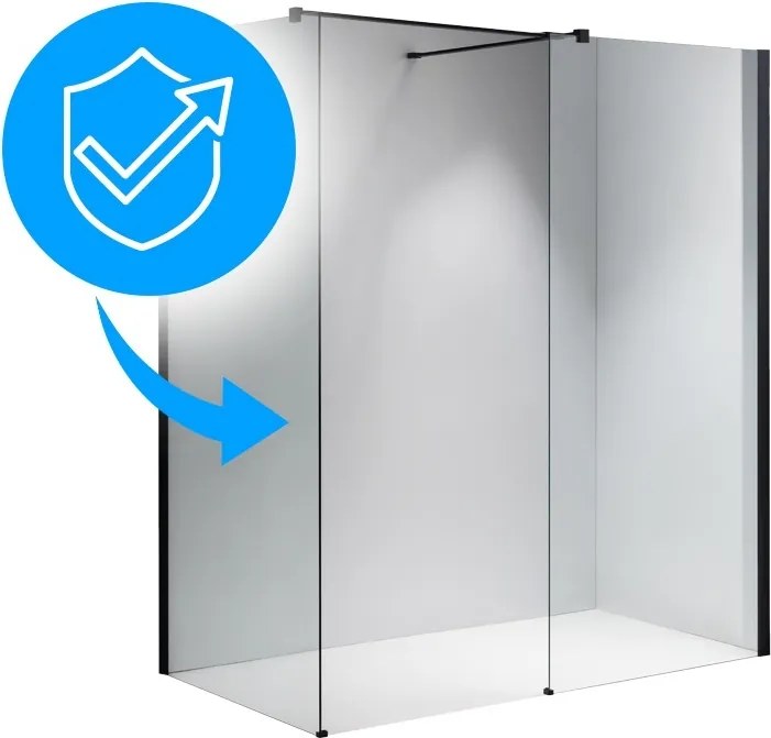 BPS-koupelny 2-dílná sprchová zástěna Walk-in HYD-SH07-D-BL 90x80, černá mat/transparent - bez vaničky