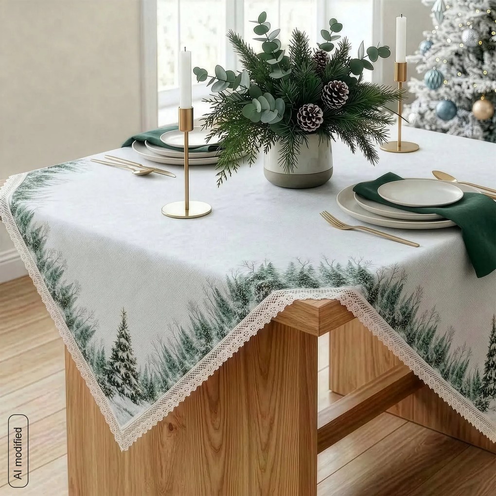 VÁNOČNÍ UBRUS XMAS9 85X85 CM VZOROVANÝ