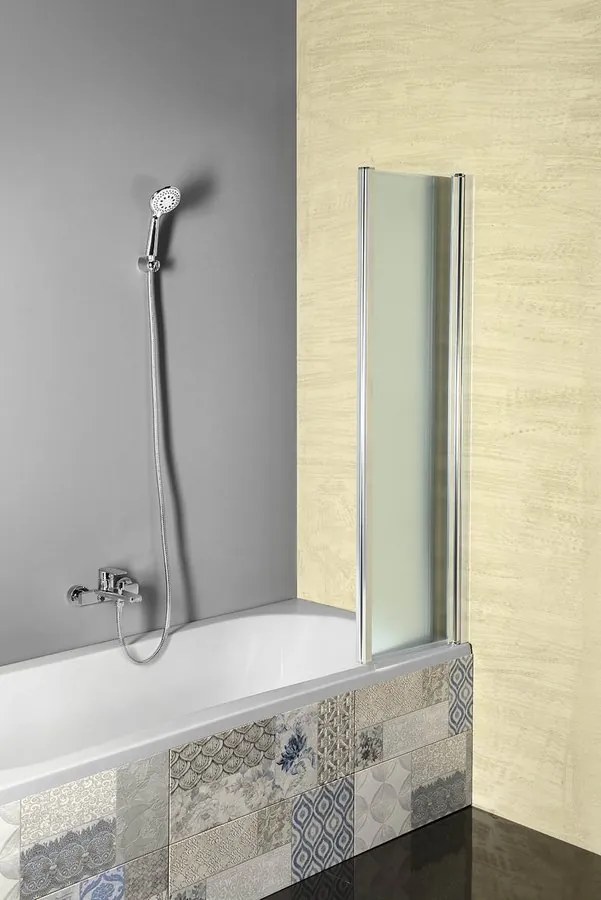 Aqualine Aqualine, VANDA Vanová zástěna skládací 1000x1400 mm, chrom, brick sklo, AQ1140