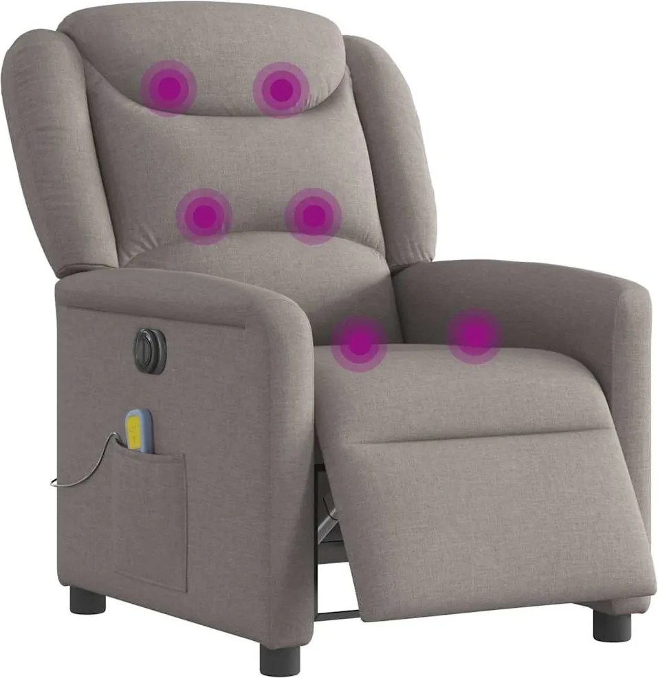 Elektrické masážní polohovací křeslo taupe textil 3303191