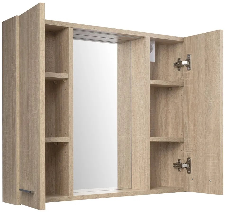 Aqualine Aqualine, ZOJA/KERAMIA FRESH STRIP galerka s LED osvětlením, 70x60x14cm, dub platin, 45029S