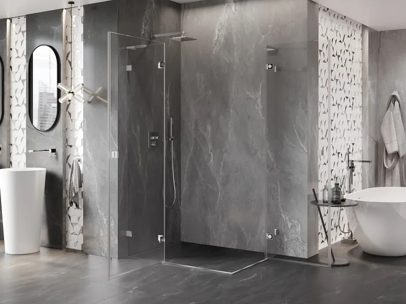 Mexen Lunar L Duo výklopný sprchový kout 95 x 90 cm, 8mm čiré sklo, chromový profil, 834L-095L-090P-01-00