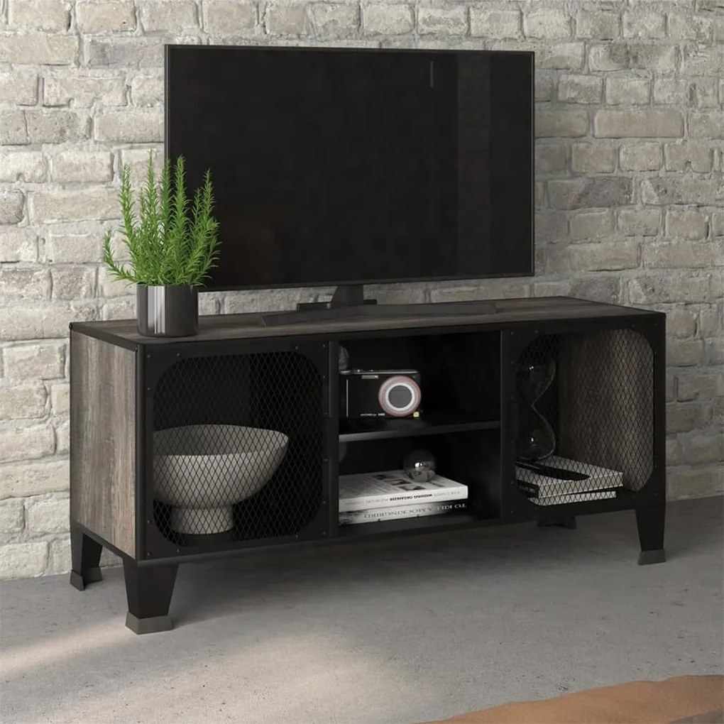 TV skříňka šedá 105 x 36 x 47 cm kov a MDF 335910