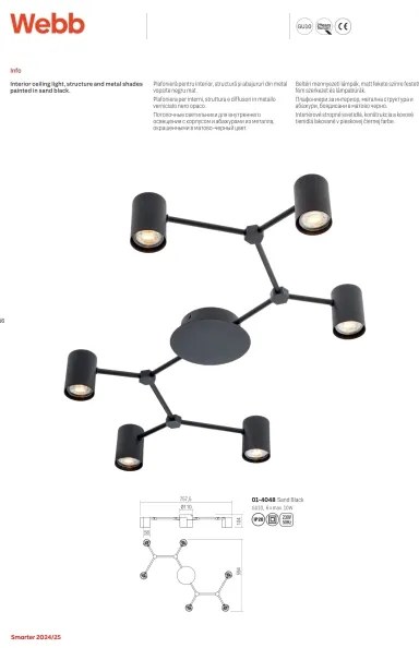 Redo 01-4048 - Bodové svítidlo WEBB 6xGU10/10W/230V černá