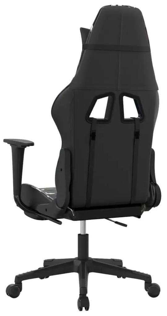 Herní židle s podnožkou černá a maskáčová umělá kůže,  3143710
