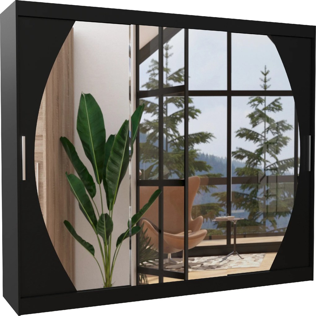 ADRK Furniture Skříň s posuvnými dveřmi a zrcadlem CAMBE 250 ADRK-SW-CAM-B-250