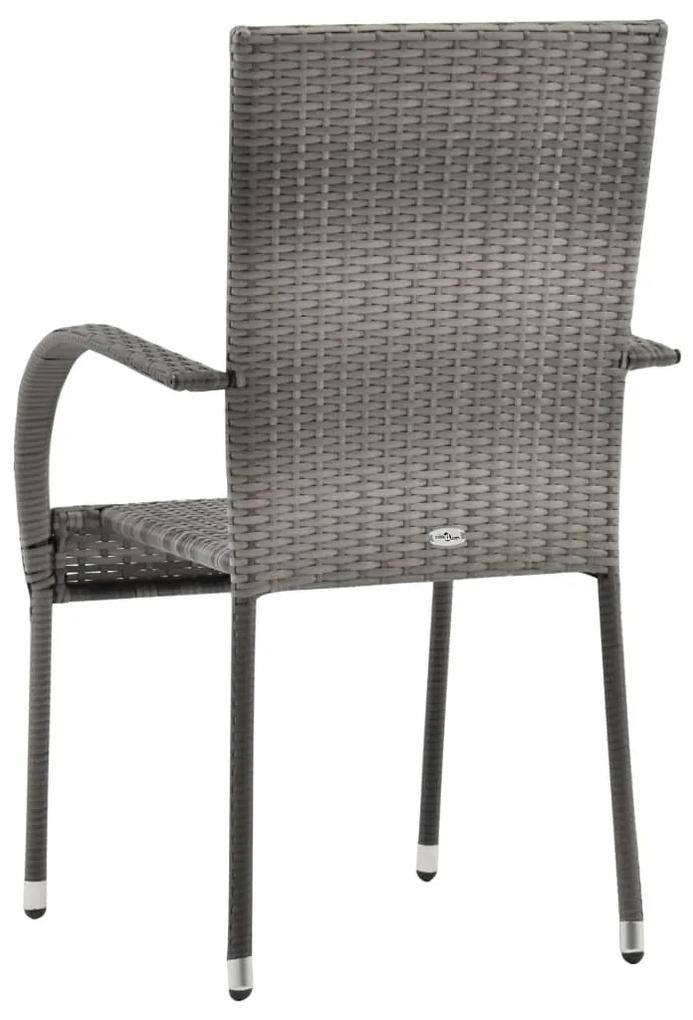 vidaXL Stohovatelné zahradní židle 2 ks šedé polyratan