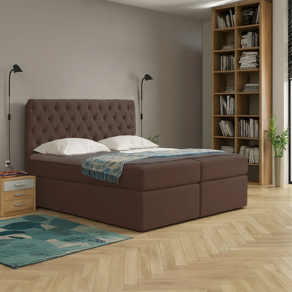 Eka Kontinentální čalouněná postel Luxurious - Cassablanca (200x200 cm) Barva látky Trinity: Světle béžová (Trinity 2303)