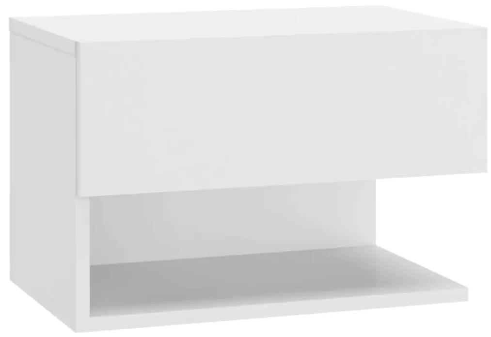 vidaXL Nástěnný noční stolek bílý s vysokým leskem