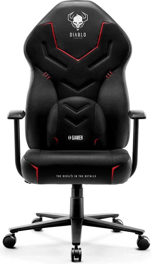 Herní křeslo z eko kůže Normal Size, černý-šedý: Diablo X-Gamer 2.0 Dark Obsidian