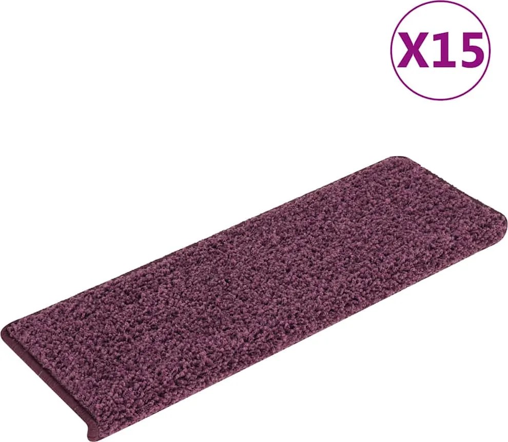Schodové rohože 15 ks 65 x 21 x 4 cm tmavě fialové s obdélníkovým okrajem 326205