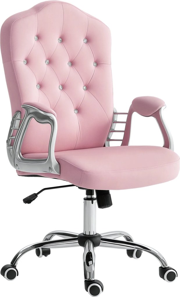 HOMCOM Kancelářská židle, ergonomická kancelářská židle s funkcí houpání, otáčecí funkce, výškově nastavitelná počítačová židle s třpytivými krystalov
