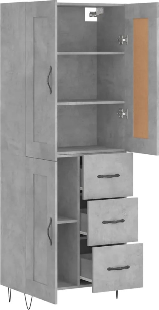 Skříň highboard betonově šedá 69,5x34x180 cm kompozitní dřevo 3200037