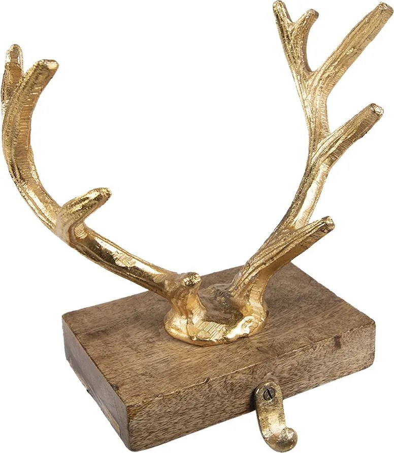 Zlatý kovový háček na punčochu Parohy - 21*13*21 cm