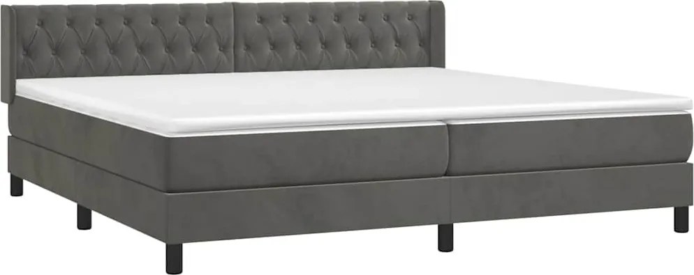 Box spring postel s matrací tmavě šedá 200x200 cm samet 3131160
