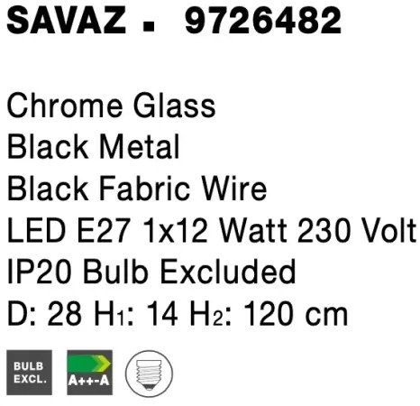 Retro lustr Savaz A 28 chrom