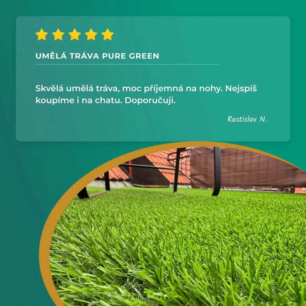 Trade Concept, Umělá tráva Pure Green, vyříznout kruh, šíře 2m,4m, zelená