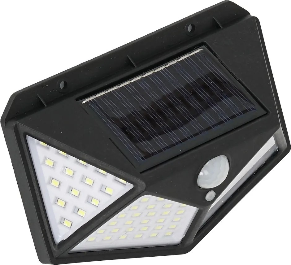 Exteriérové solární nástěnné LED svítidlo Batman, 1x LED 3w, černá, pohybový senzor