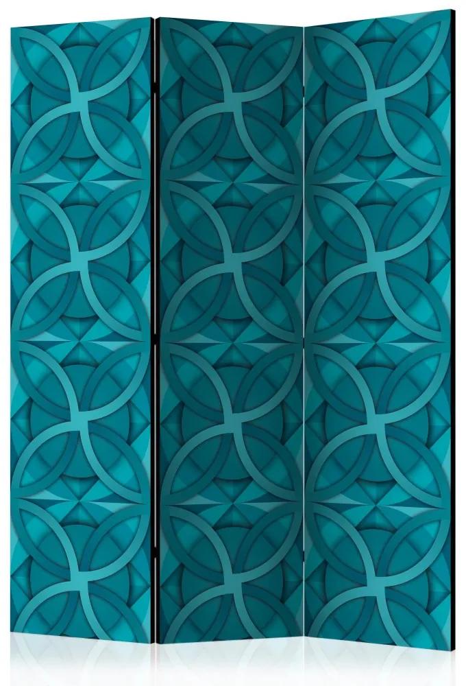 Paraván Geometric Turquoise Dekorhome 135x172 cm (3-dílný)