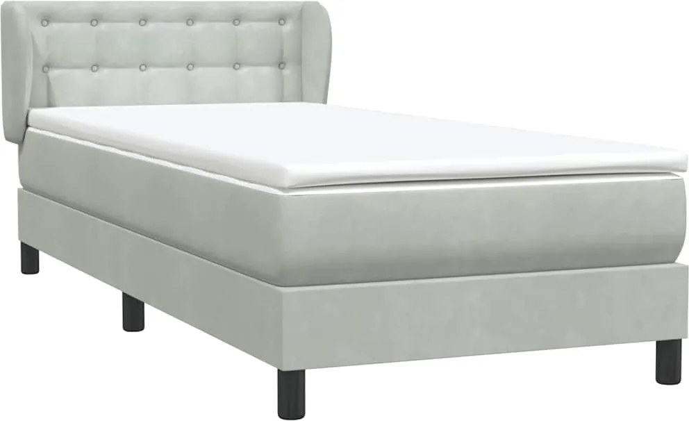 Box Spring Postel s matrací Světle šedá 90x220 cm Samet 3317889