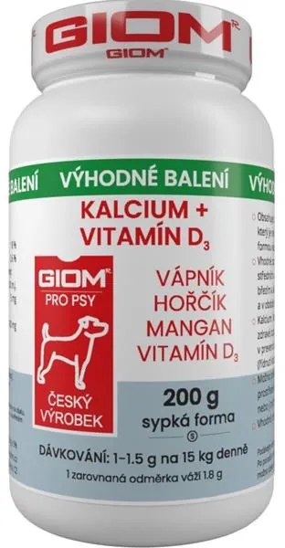 Giom S Kalcium+D3 pro psy a kočky 200 g