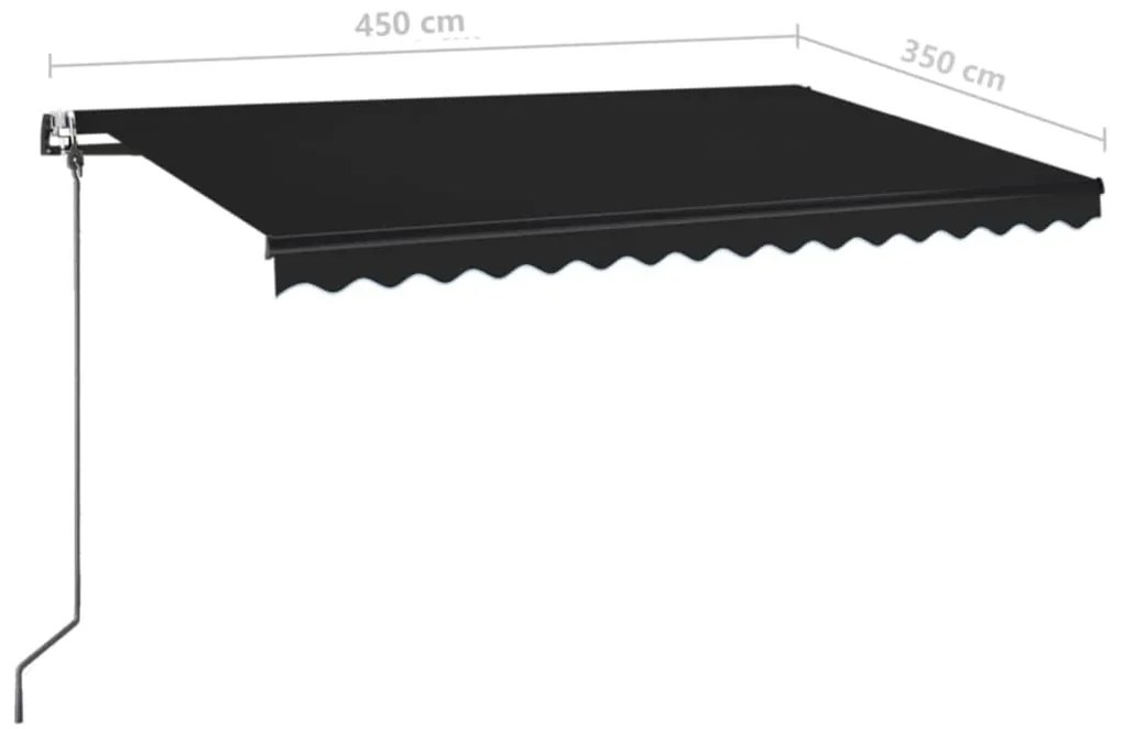 Automatická markýza LED a senzor větru 450 x 350 cm antracitová,  3069214