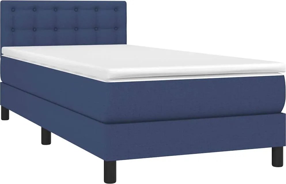 Box spring postel s matrací a LED modrá 90x190 cm textil 3133443