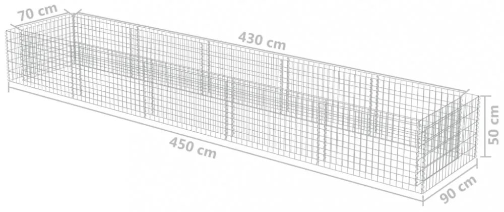 Gabionový vyvýšený záhon pozinkovaná ocel Dekorhome 270x50x100 cm