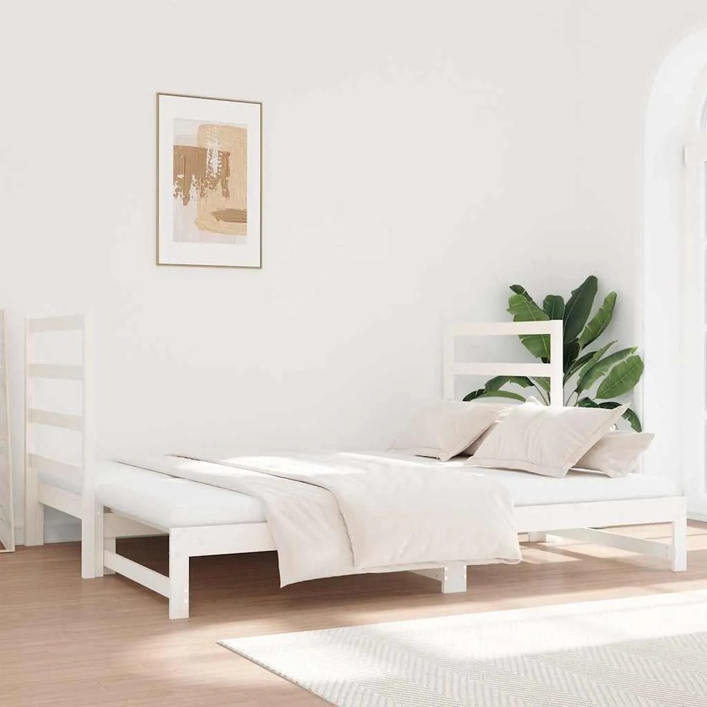 Výsuvná postel bílá 2x (90 x 190) cm masivní borovice 3124763
