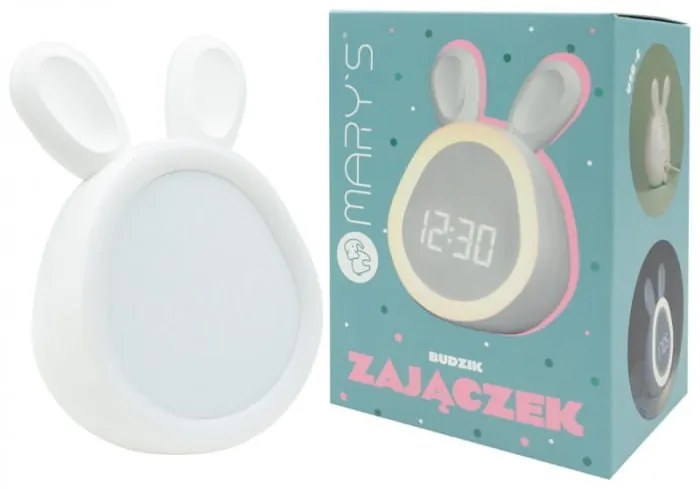ECO LIGHT Elektronický budík pro děti, bílý zajíček