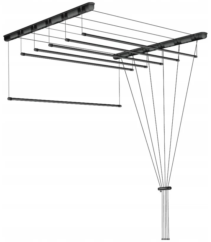 Erga Erga, stropní věšák na sušení prádla 6x180 cm, černá, ERG-SEP-10SUSSU6PCZ18