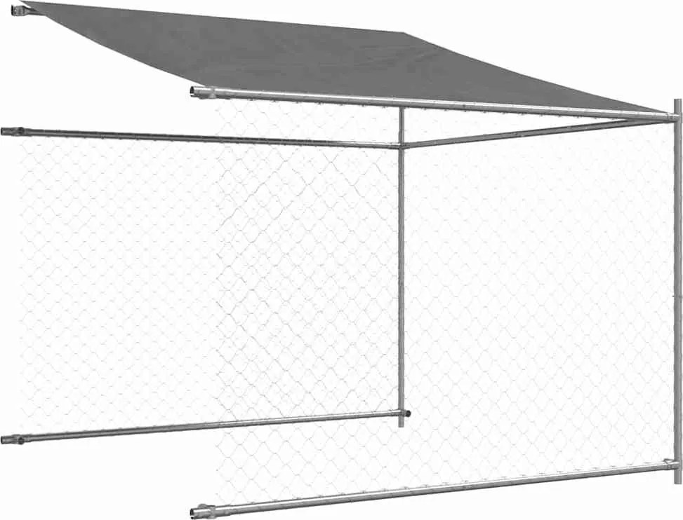 vidaXL Klec pro psy se střechou a dvířky šedá 4x2x2 m pozinkovaná ocel [3209568]