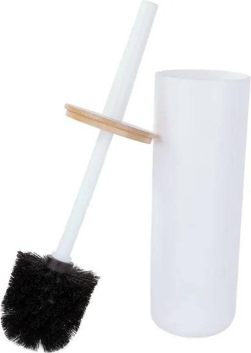 Erga Madera, toaletní WC kartáč na postavení, bílý-hnědý, ERG-YKA-P.MADERA-WHT