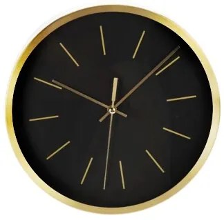 SEGNALE Nástěnné hodiny se zlatým rámem 25 cm černá KO-837362230cern