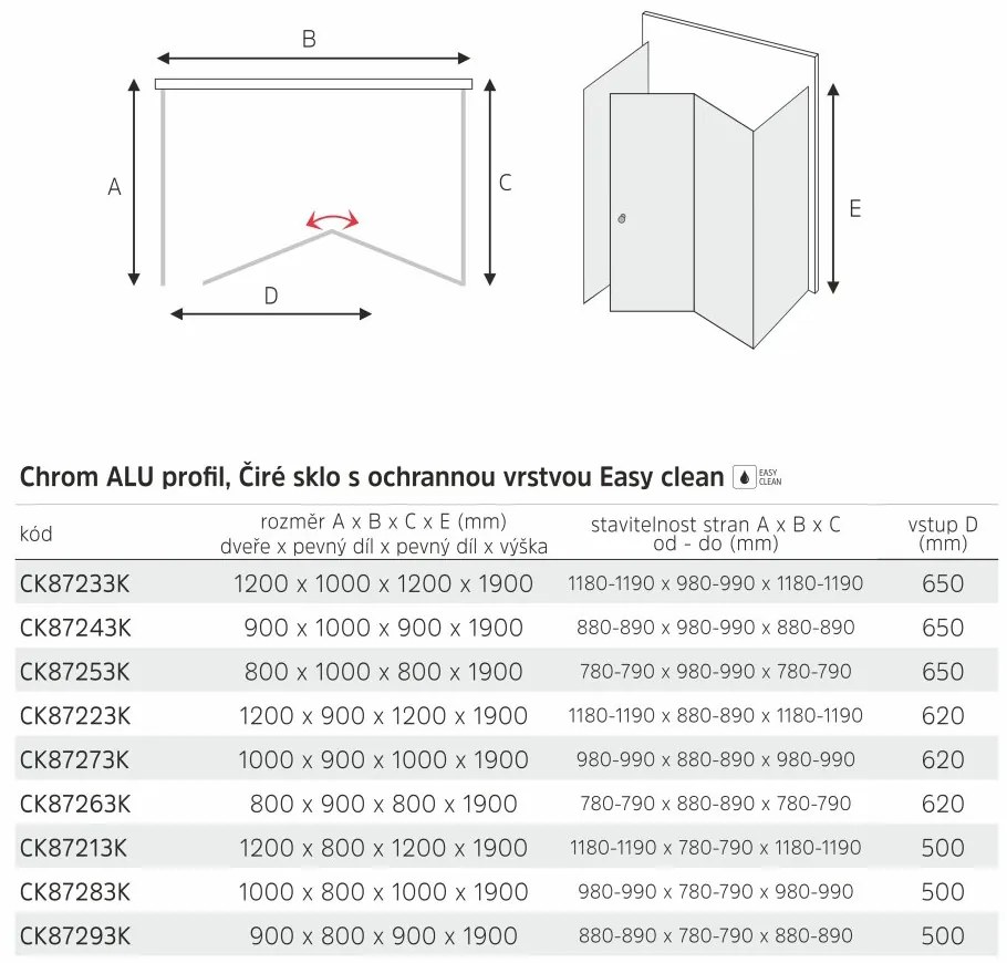 Mereo Mereo, Sprchový kout, LIMA, , chrom ALU, sklo čiré, CK87213K