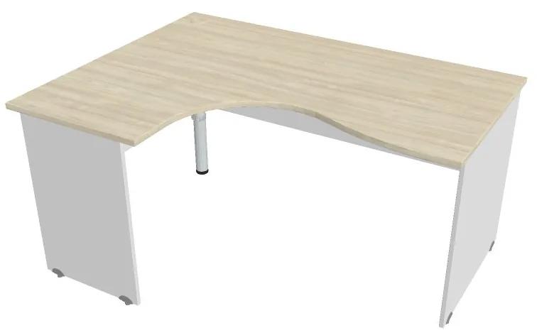 Stůl ergo pravý 160*120 cm - Hobis Gate GE 2005 P Dekor stolové desky: akát, Dekor lamino podnože: bílá, Barva nohy: stříbrná