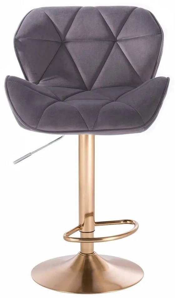 LuxuryForm DESIGN Barová židle MILANO VELUR na zlaté kulaté podstavě - tmavě šedá