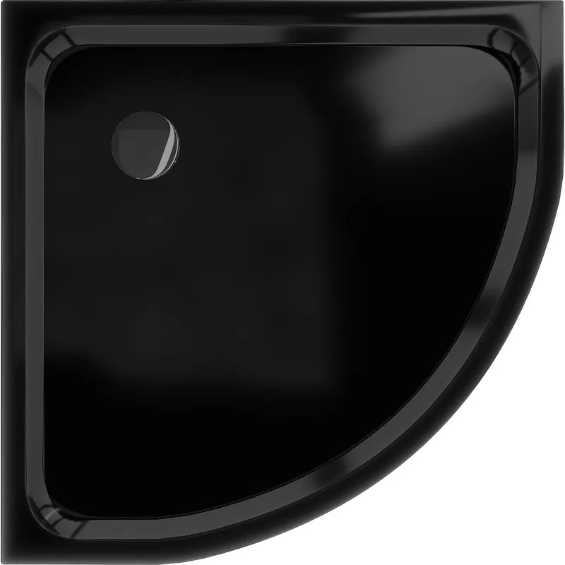 Mexen Flat polokulatá vanička do sprchového koutu slim 90 x 90 cm, Černá, sifon Černá - 41709090B