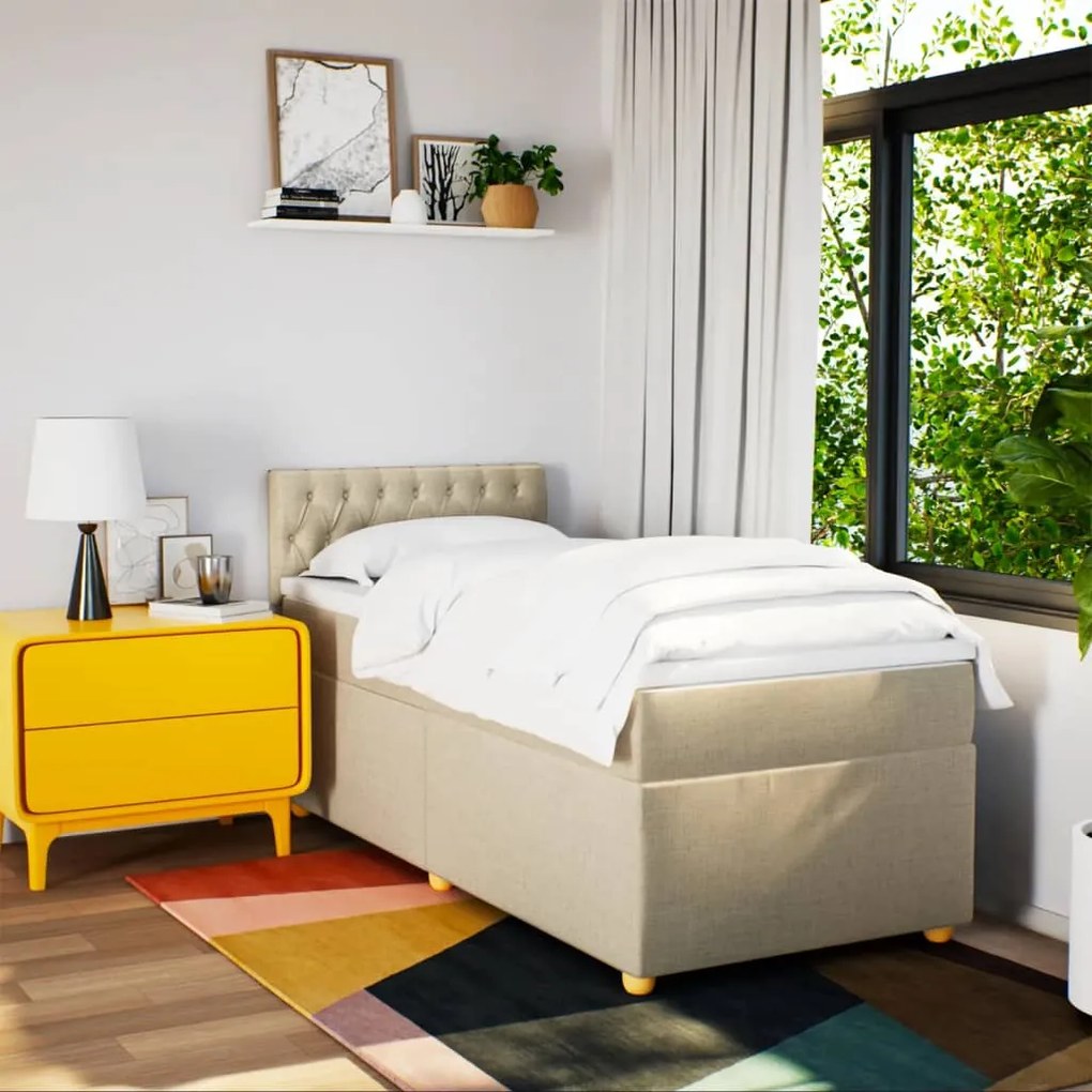 Box spring postel s matrací krémová 90x200 cm textil 3286575