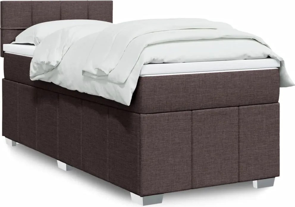 Box spring postel s matrací tmavě hnědá 90x200 cm textil 3289254