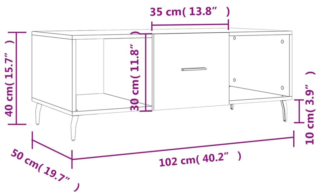 Konferenční stolek černý 102 x 50 x 40 cm kompozitní dřevo - Default Title