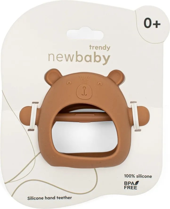 Silikonové kousátko na ruku medvídek New Baby karamelově hnědá