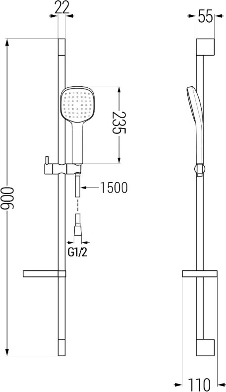 Mexen sprchový set DS33, černá, 785334583-70