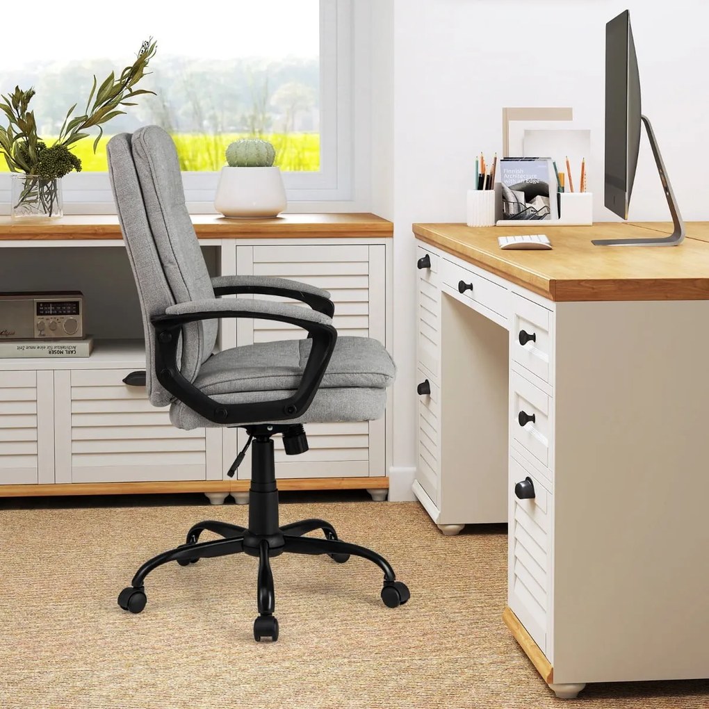 Costway Ergonomická kancelářská židle s područkami a kolečky Výškově