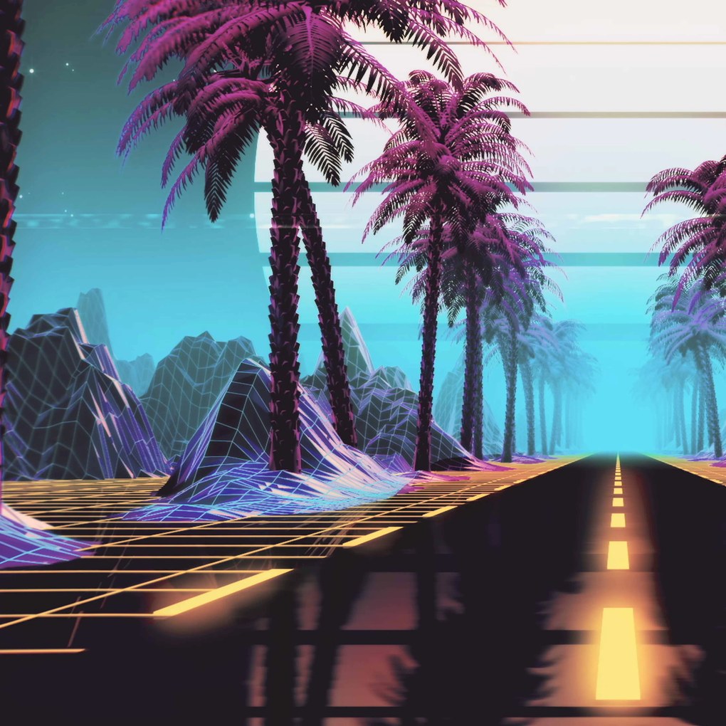 Malvis ® Retro tapeta Synthwave Vel. (šířka x výška): 360 x 260 cm