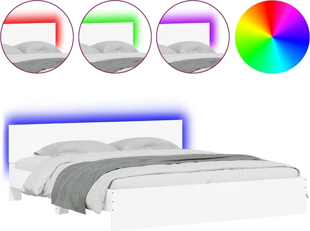 Rám postele s čelem a LED osvětlením bílý 180 x 200 cm 3207588