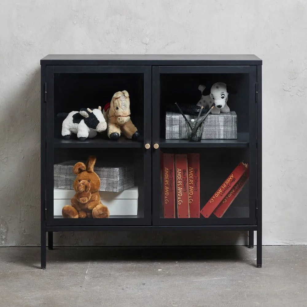 Černá kovová vitrína 90x85 cm Carmel – Unique Furniture